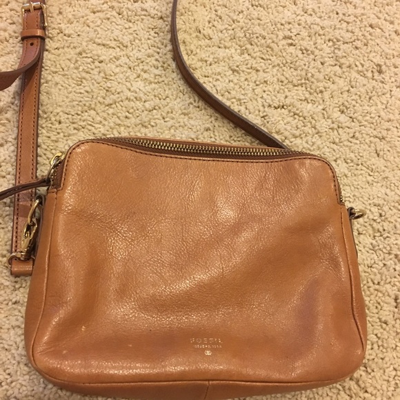 Fossil | Bags | Fossil Cognac Genuine Leather Crossbody | Poshmark